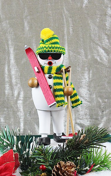 Original Rascher Räuchermännchen "Schneemann Skifahrer", neu, echte ...
